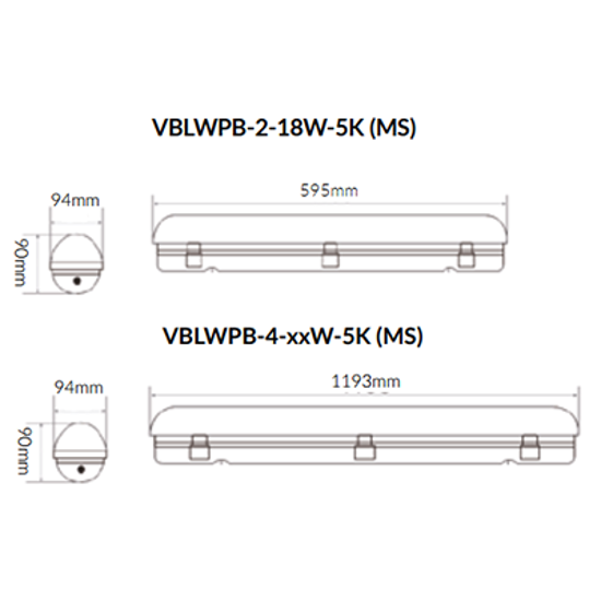 18W 22W 37W 3CCT LED Weatherproof Battens with Opal Diffuser | Lighting ...